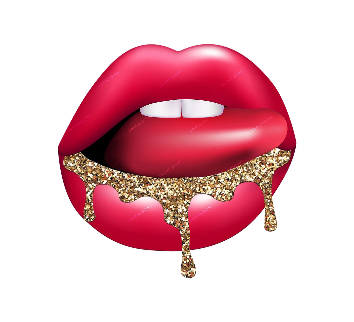 Cartoon Red Glitter Lips