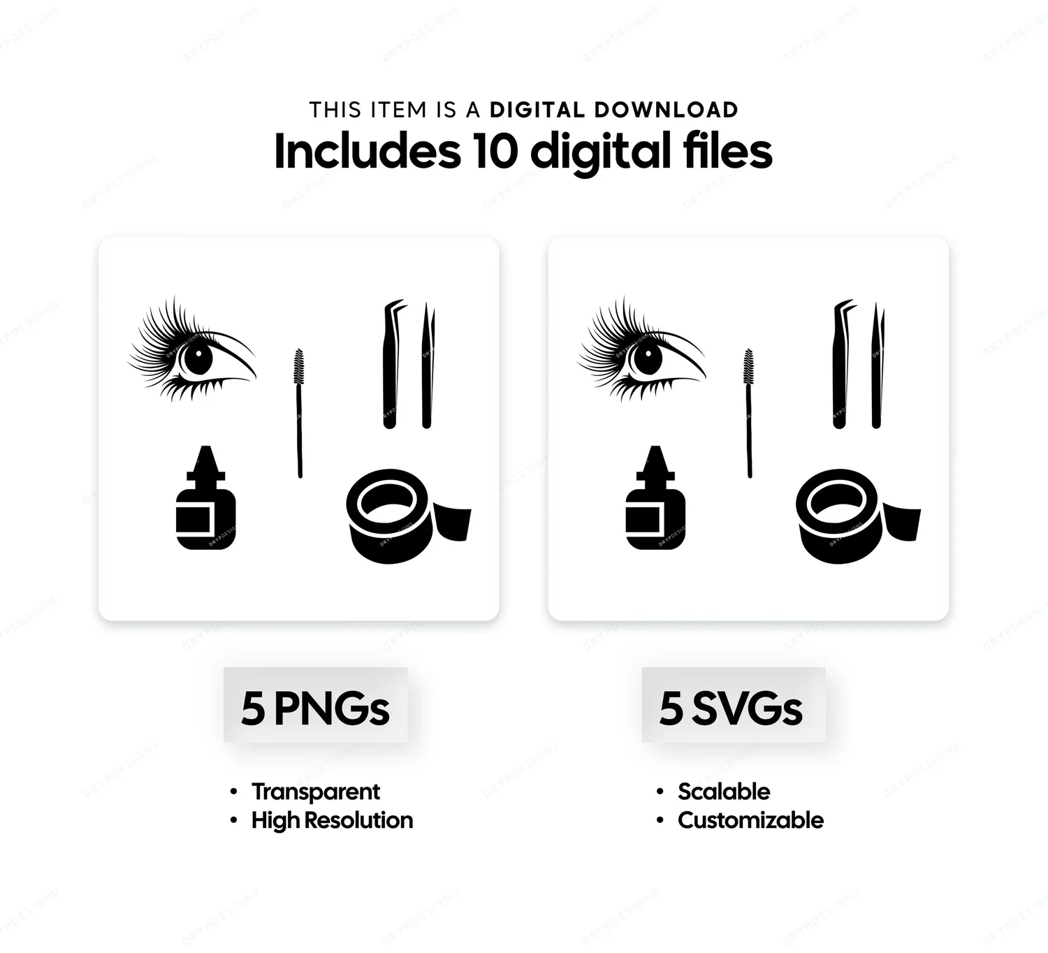 Full Cat Eye Lashes SVG + PNG Illustration — drypdesigns