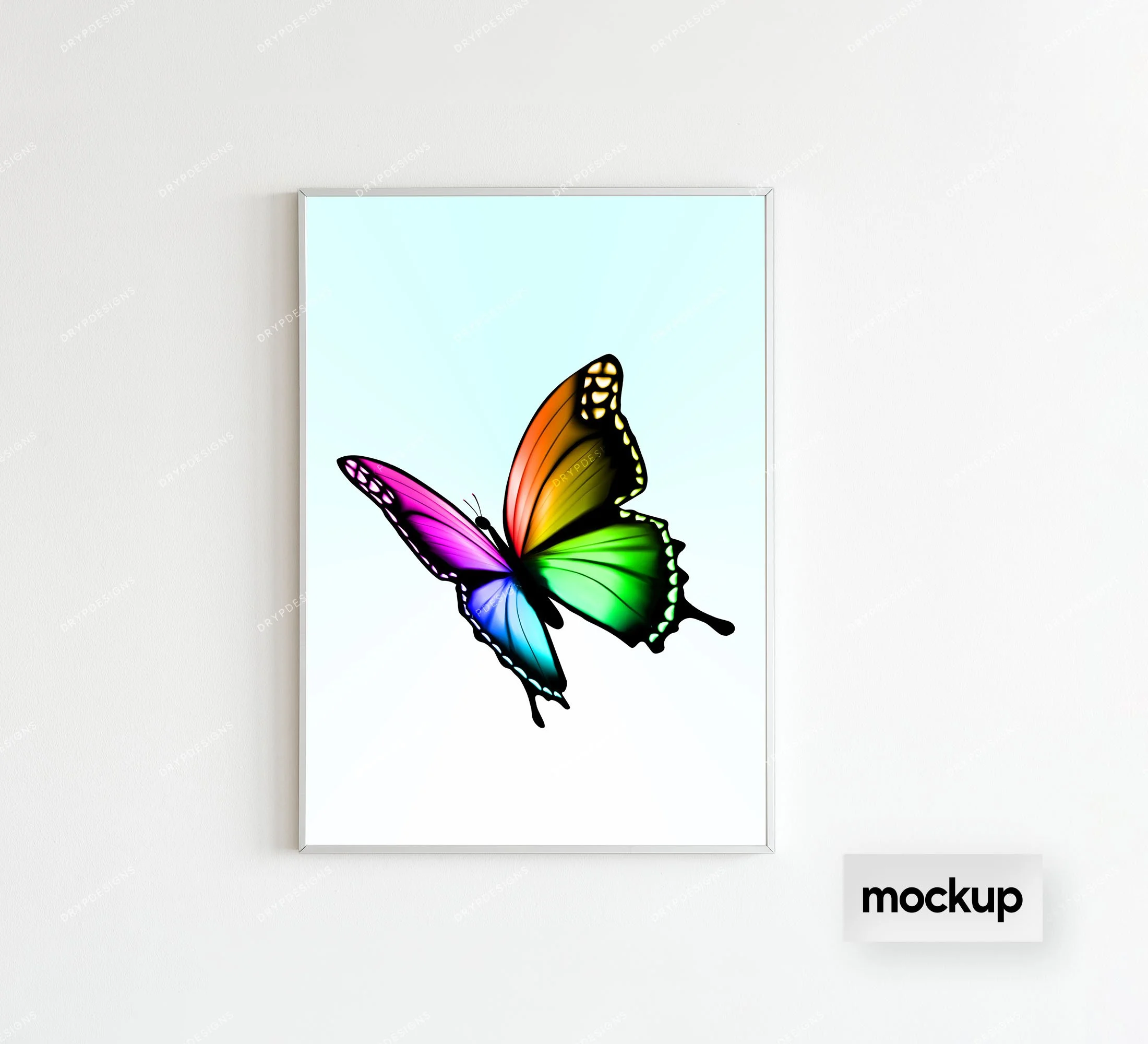 Rainbow Watercolor Butterfly PNG — drypdesigns
