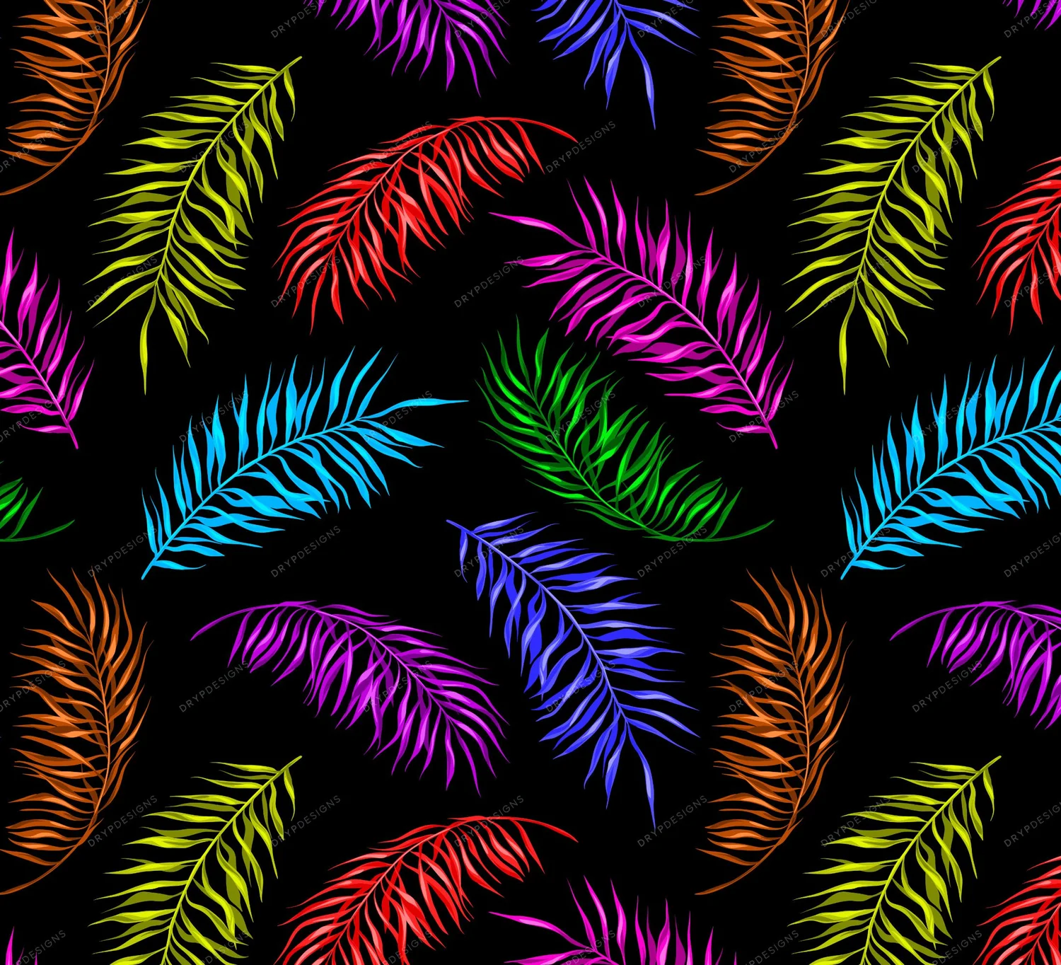 Dark Green Tropical Plants Seamless Background — drypdesigns