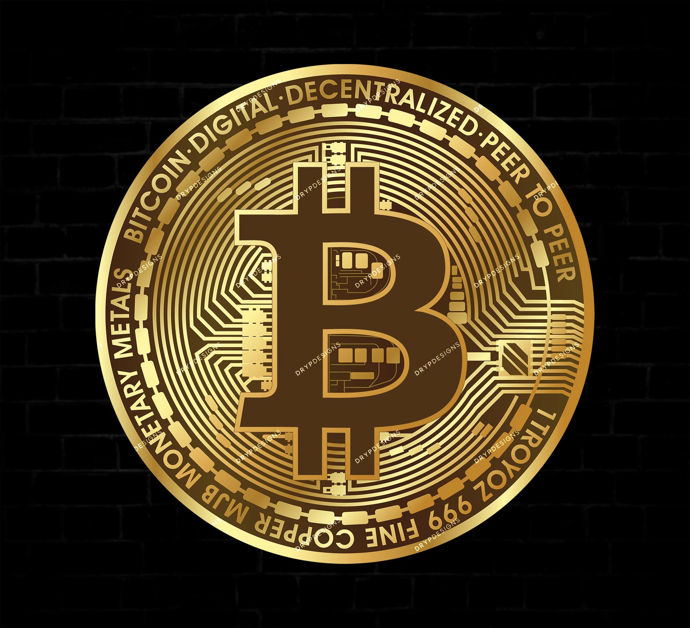 Matte Gold Bitcoin PNG — drypdesigns