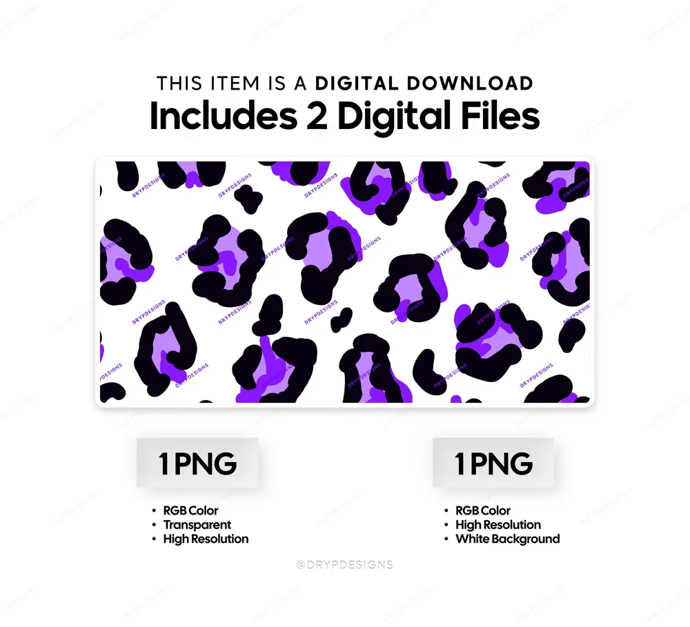 Purple Glitter Leopard Print Seamless Pattern — drypdesigns