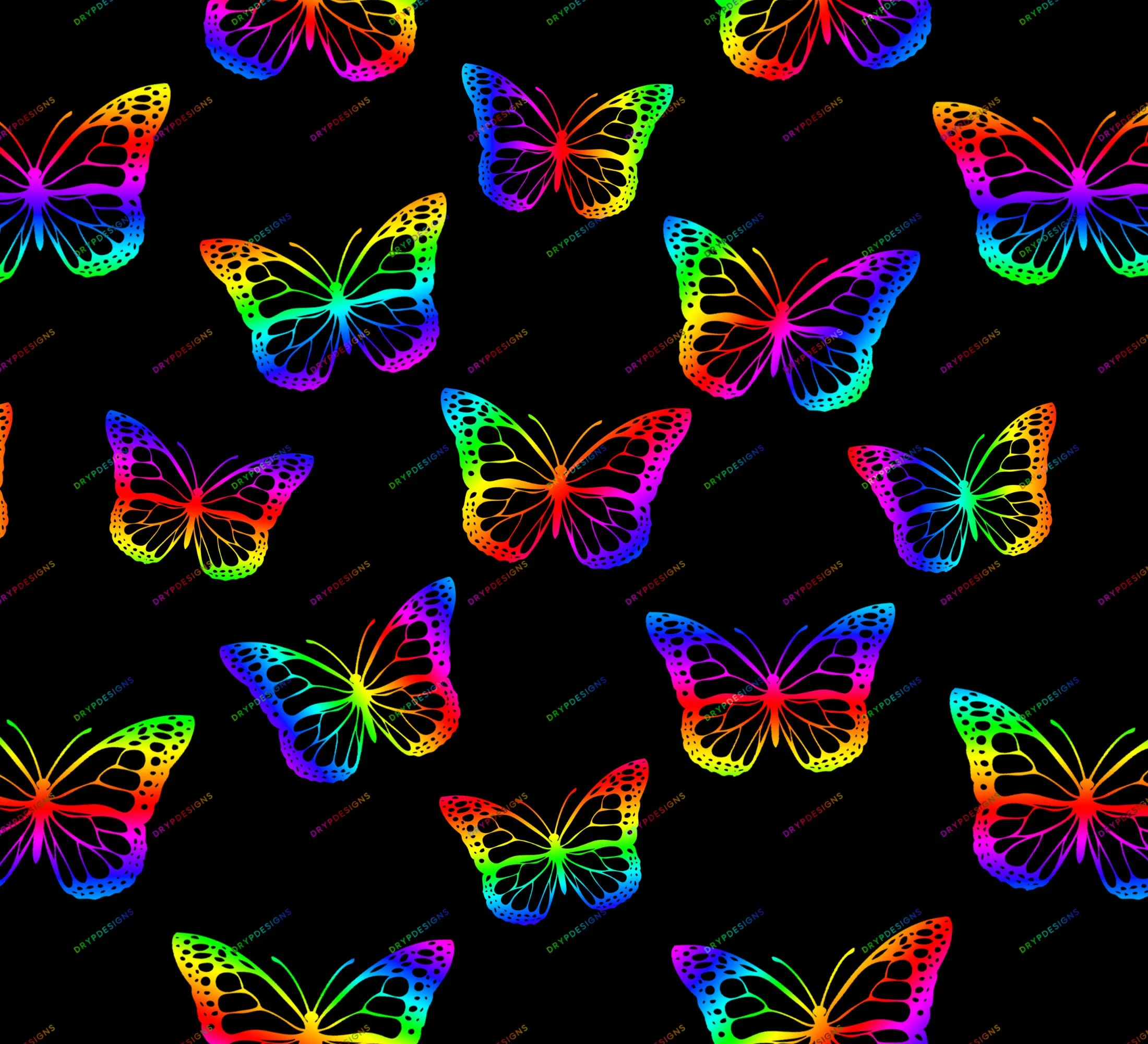 Rainbow Watercolor Butterfly PNG — drypdesigns