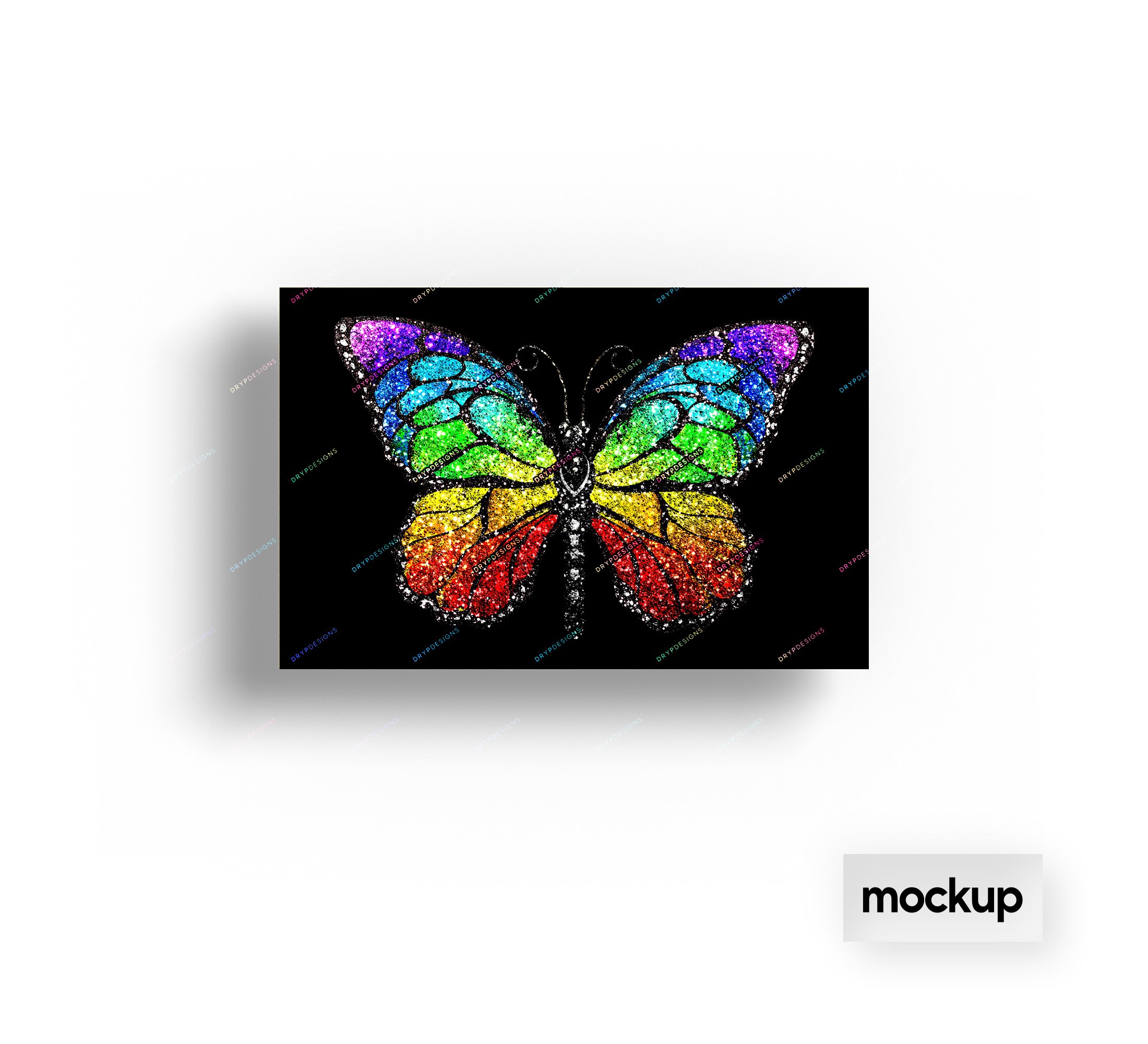 Rainbow Watercolor Butterfly PNG — drypdesigns