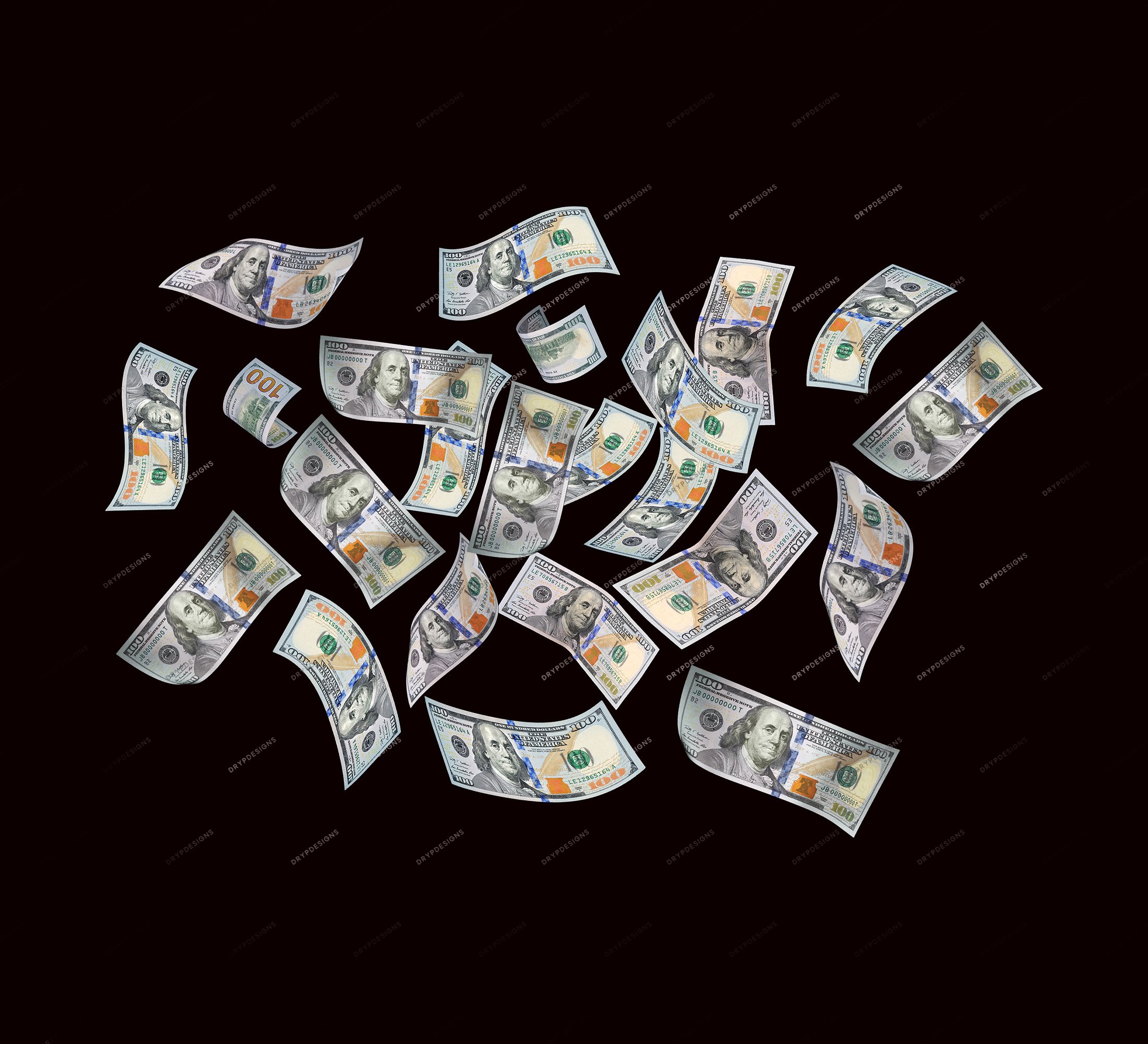 Raining Purple Money 100 Dollar Bills PNG Graphic — drypdesigns