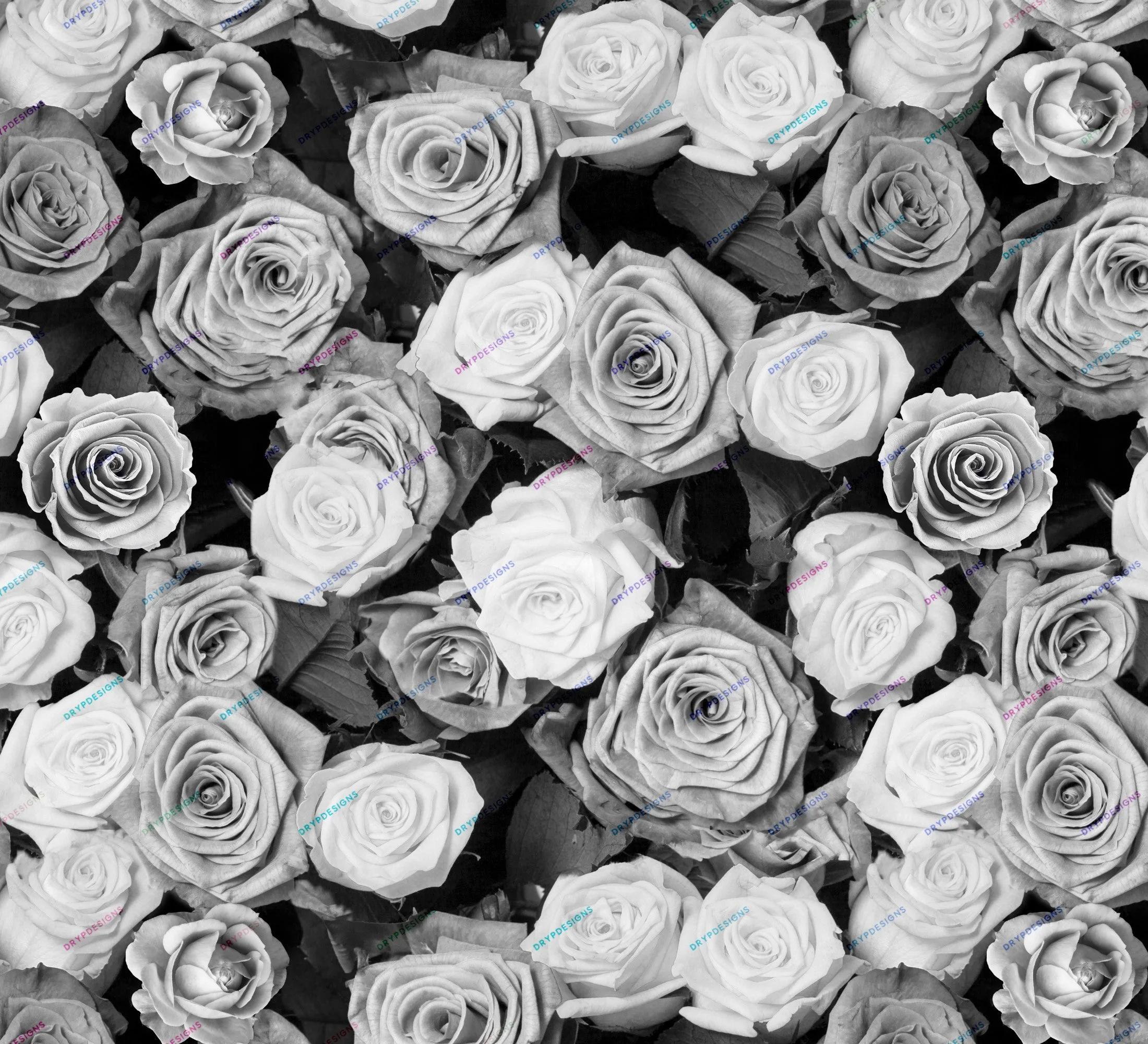 Red + White Roses Seamless Background — drypdesigns