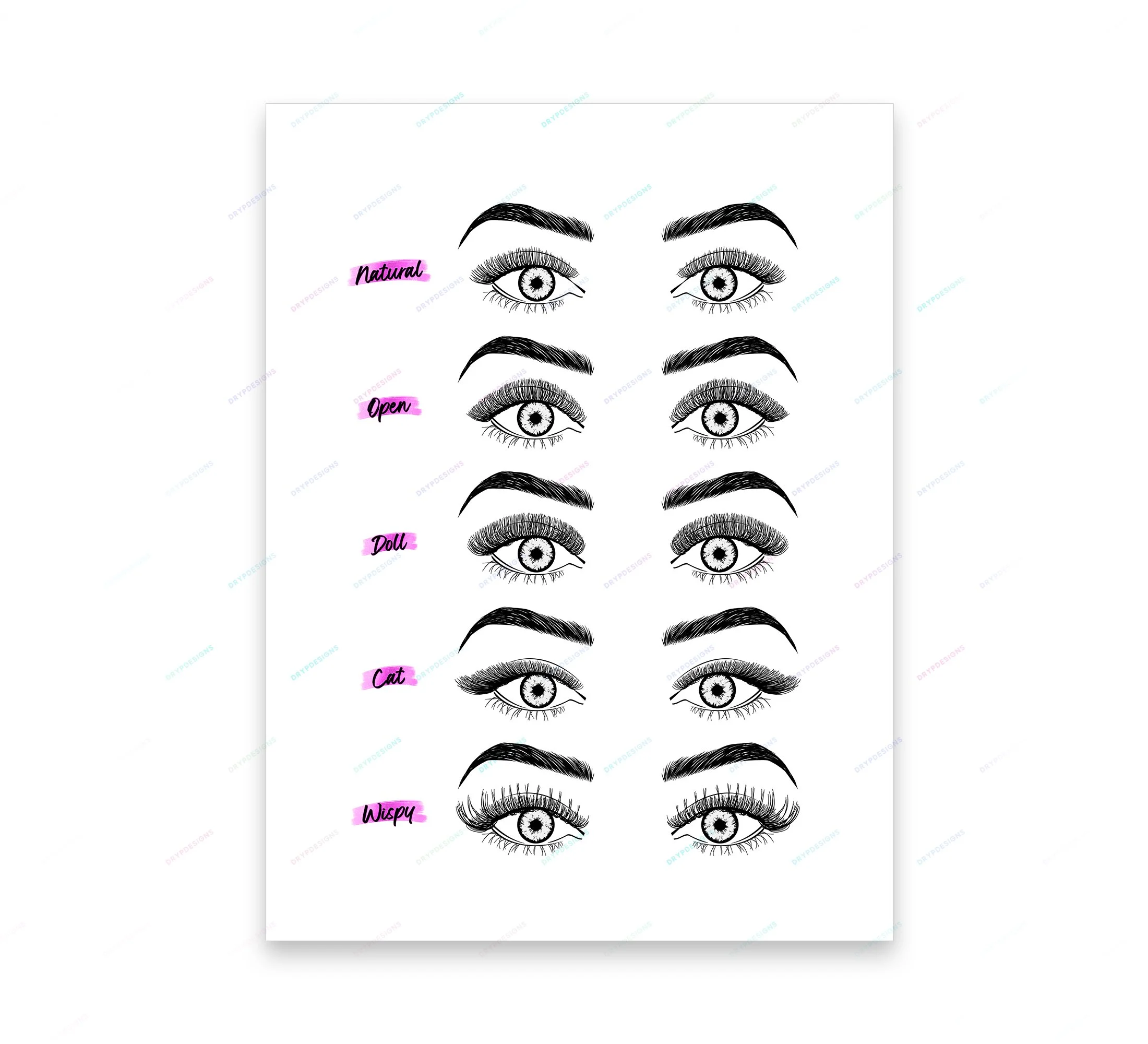 Eyebrow Color Chart Digital Art Print — drypdesigns