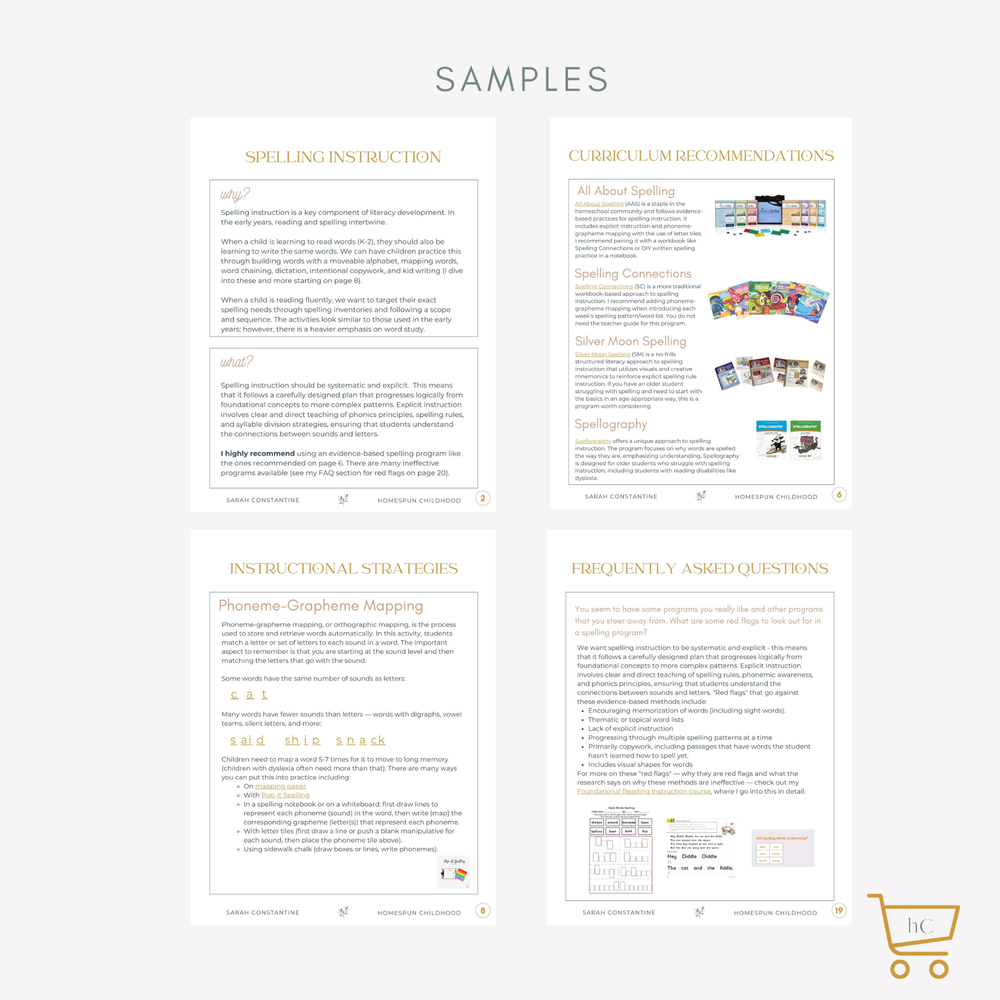 Spelling Instruction Guide — Homespun Childhood