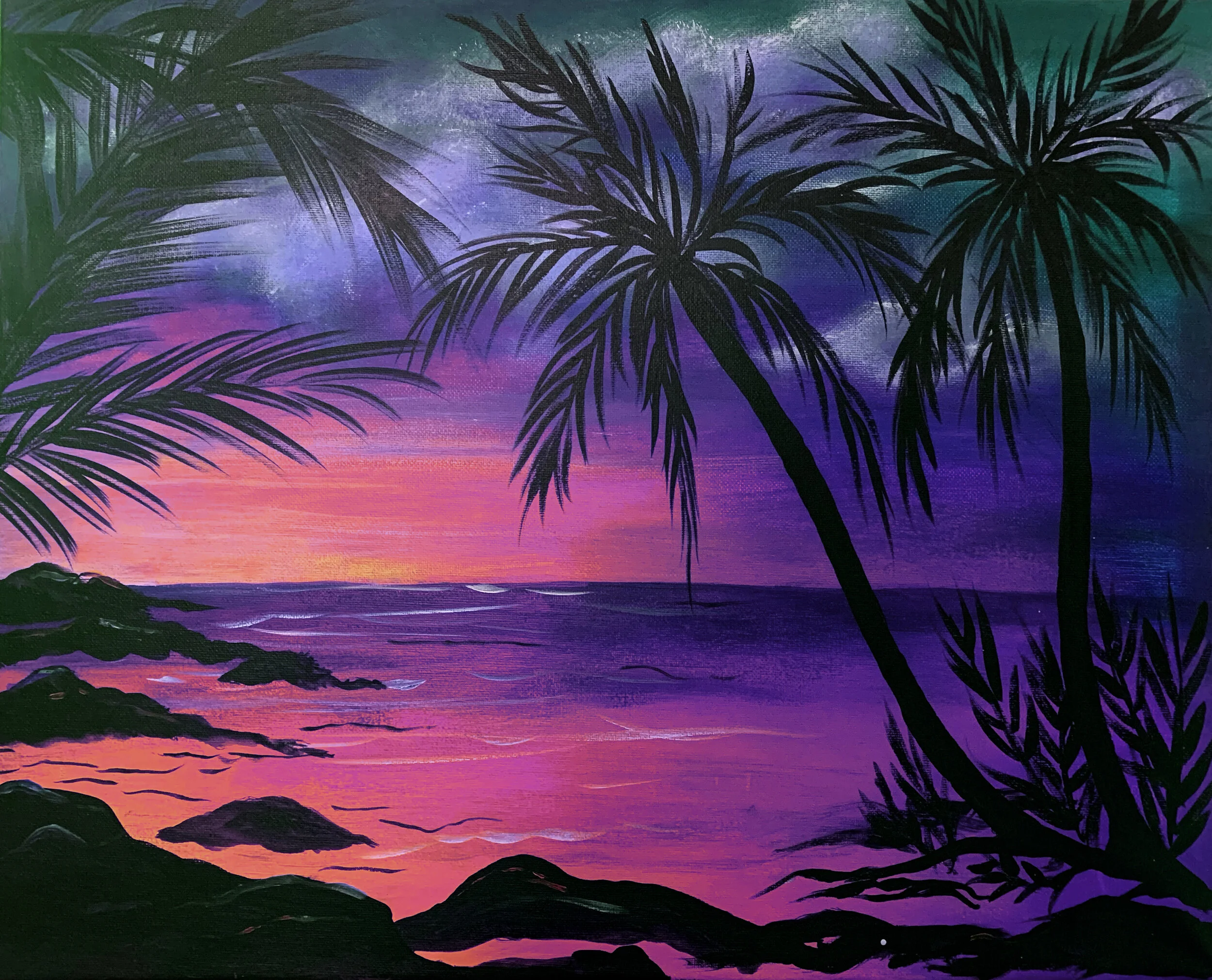 Palm Tree Silhouette Painting