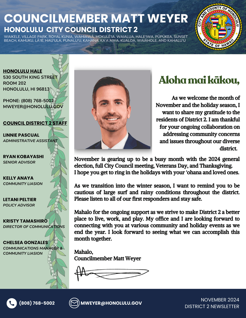 D2 - Matt Weyer — Honolulu City Council