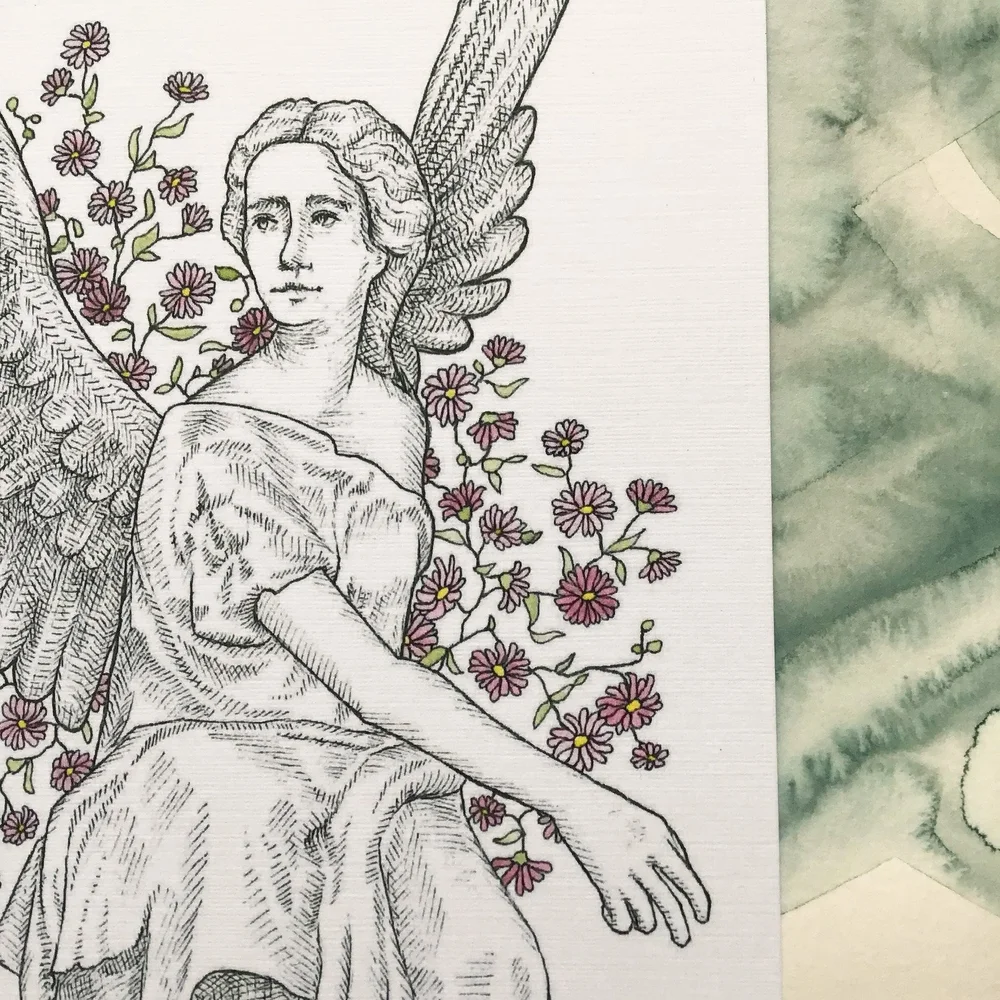 Guardian Angel Line Drawing