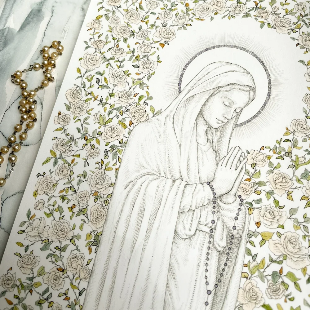 Ladies Hand With Rosary Drawings