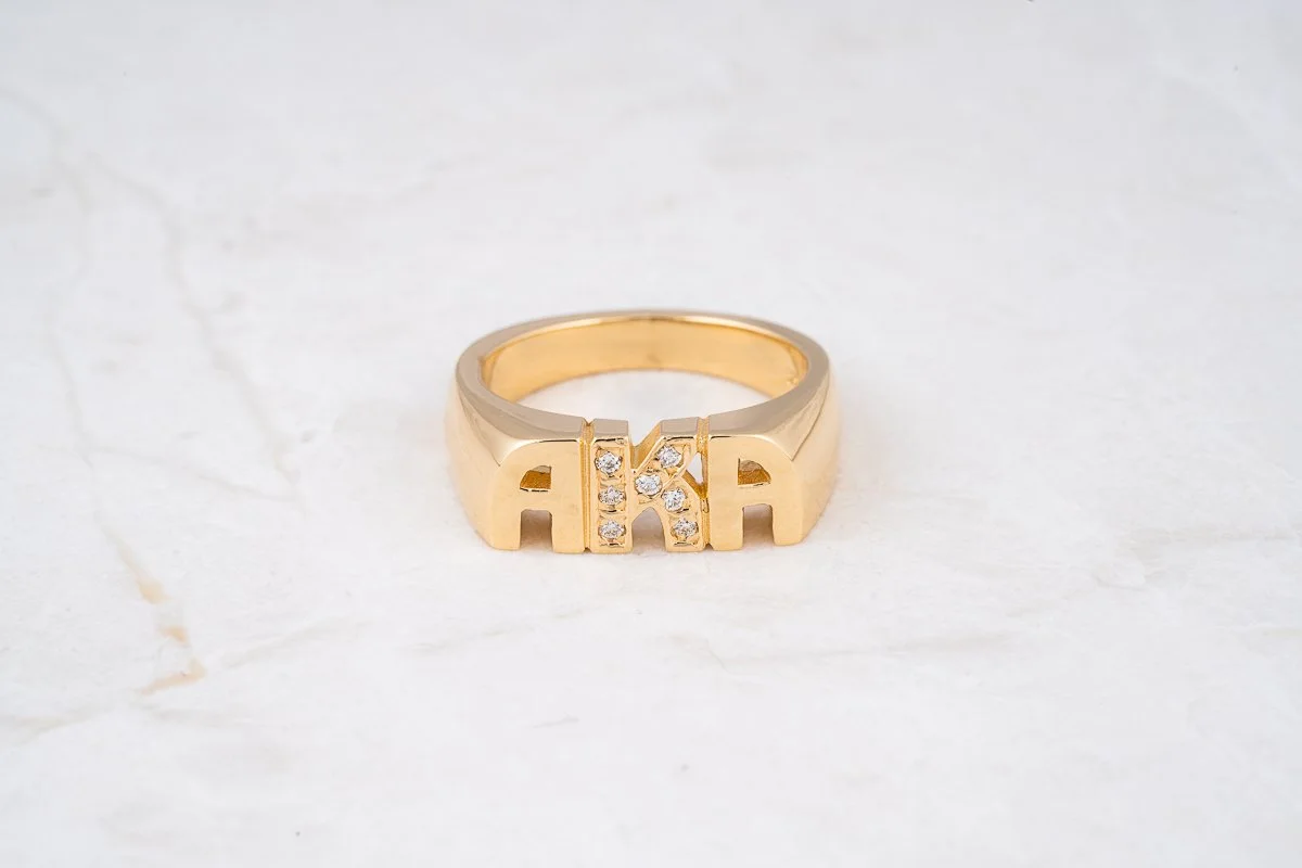 Alpha Kappa Alpha 14k Greek Letter Diamond Band Ring — Fourteen Karat ...