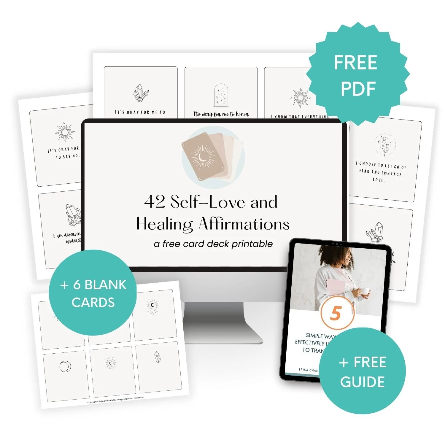 42 Healing and Self-Love Affirmation Card Free Printable PDF