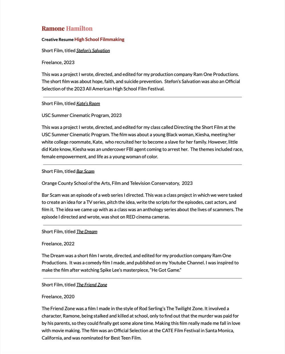 Ramone Hamilton Official Website