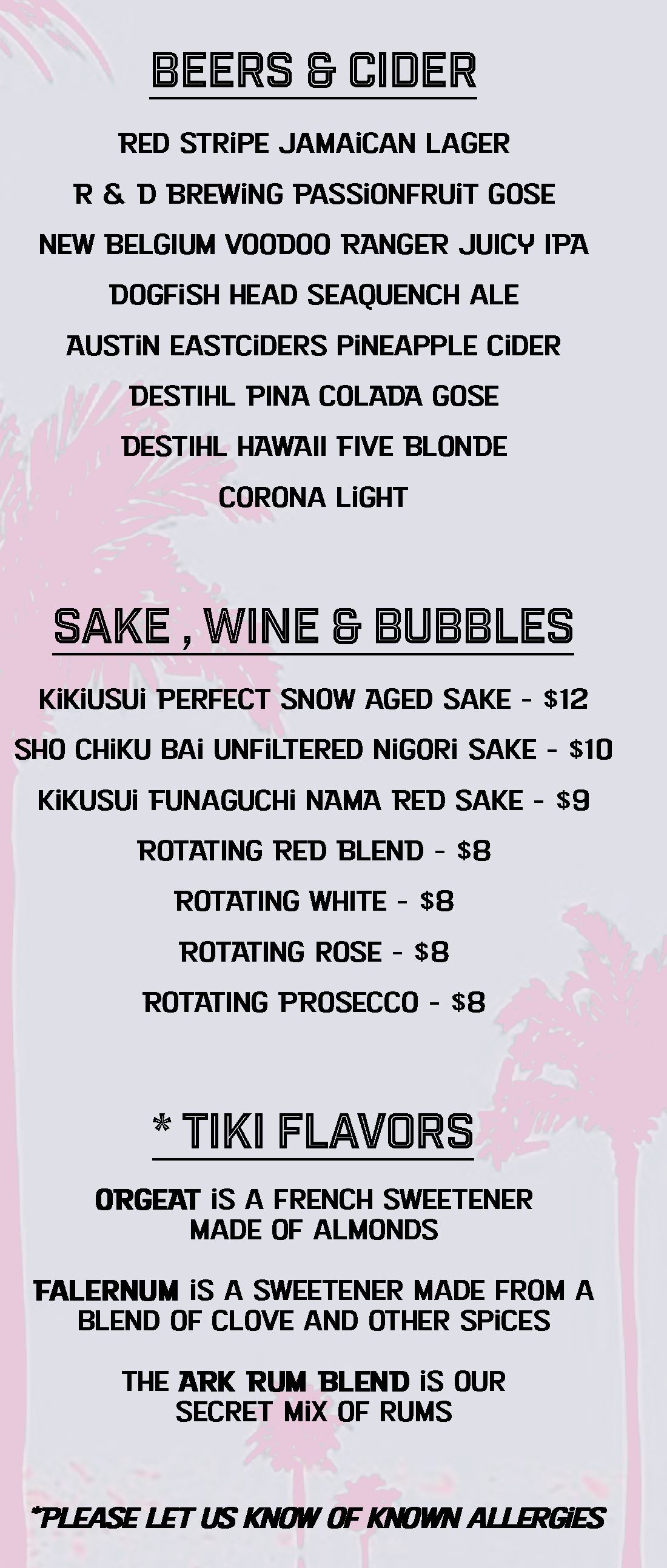 MENU — THE ARK ROYAL