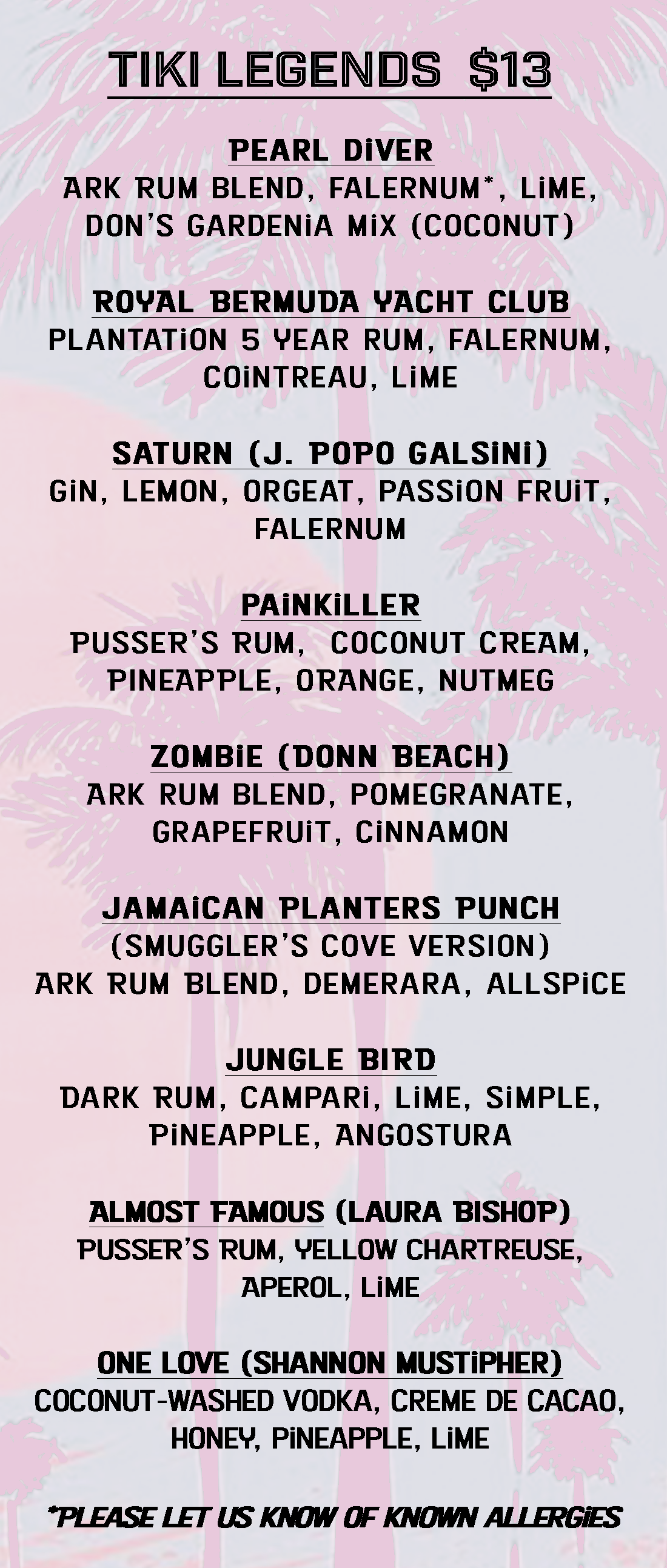 MENU — THE ARK ROYAL