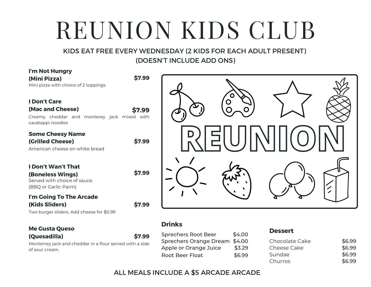 Reunion Restaurant | Kids Eat Free | Wednesdays