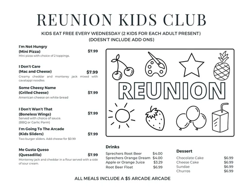 Reunion Restaurant | Kids Eat Free | Wednesdays