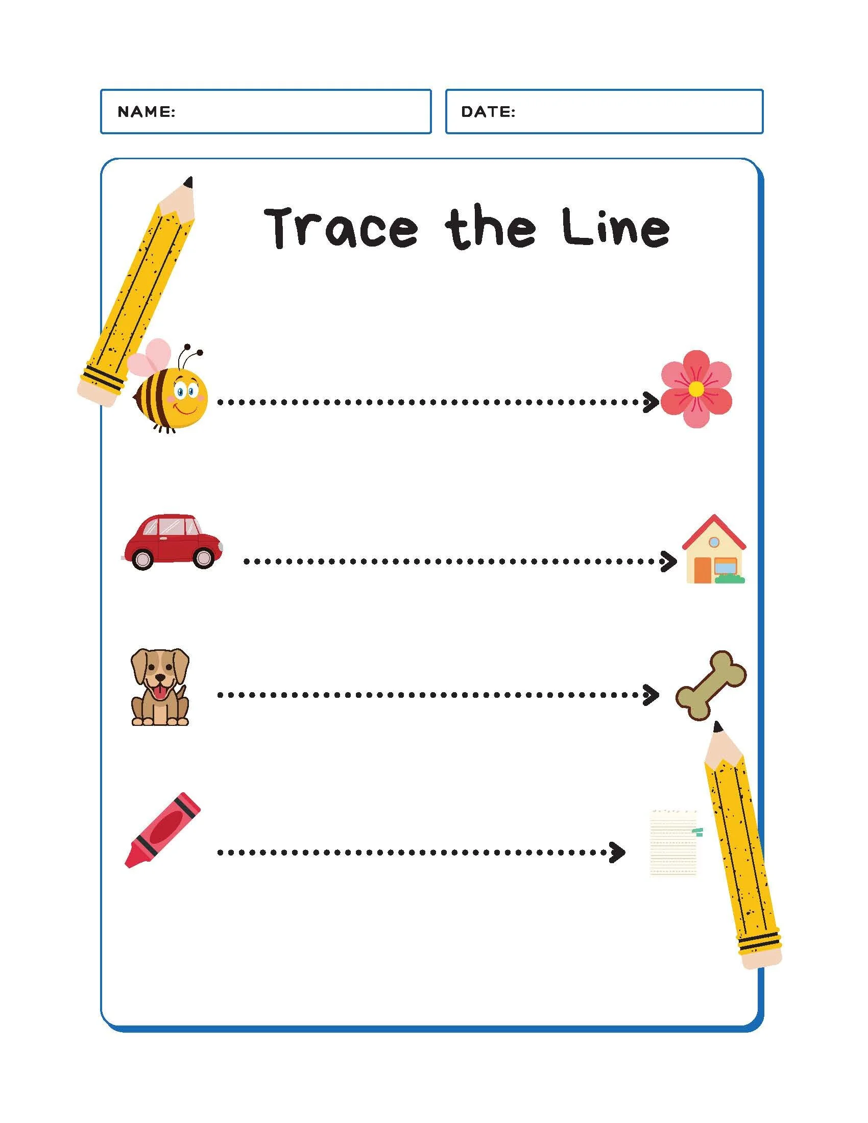 Tracing Horizontal Lines Worksheets