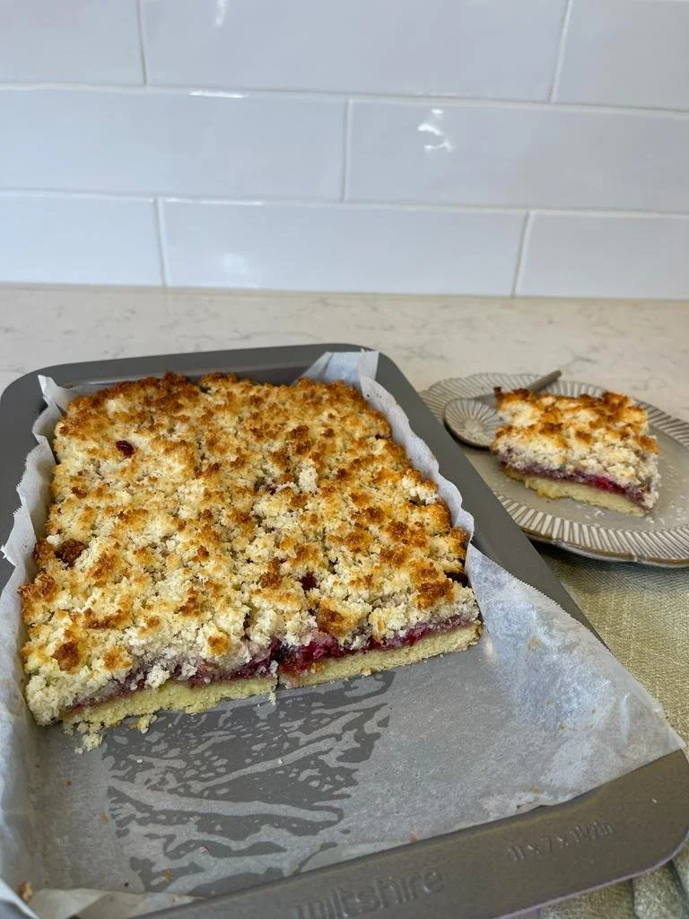 Raspberry & Coconut Slice — Cooking With Danie