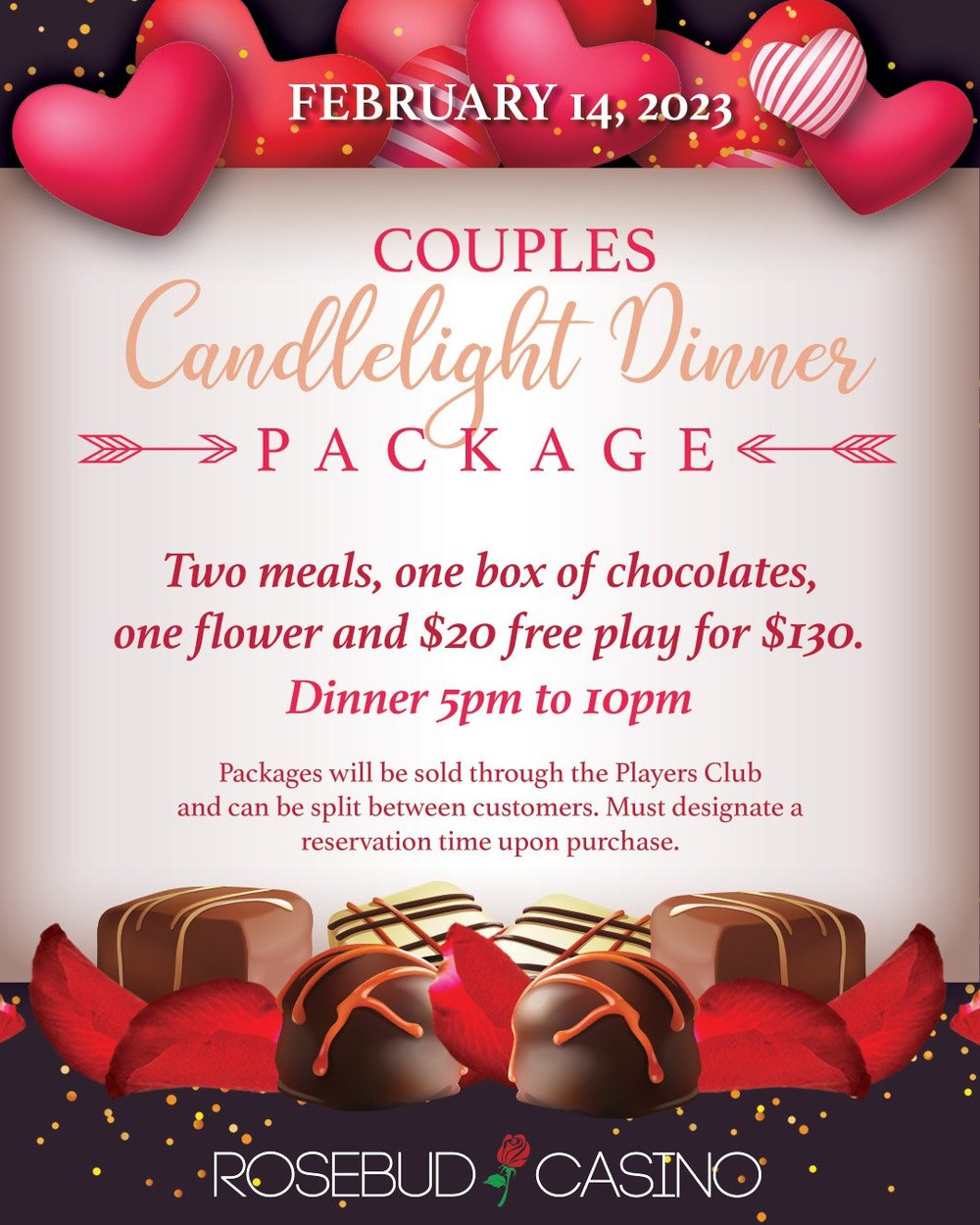 Couples Candlelight Dinner Package — Rosebud Casino