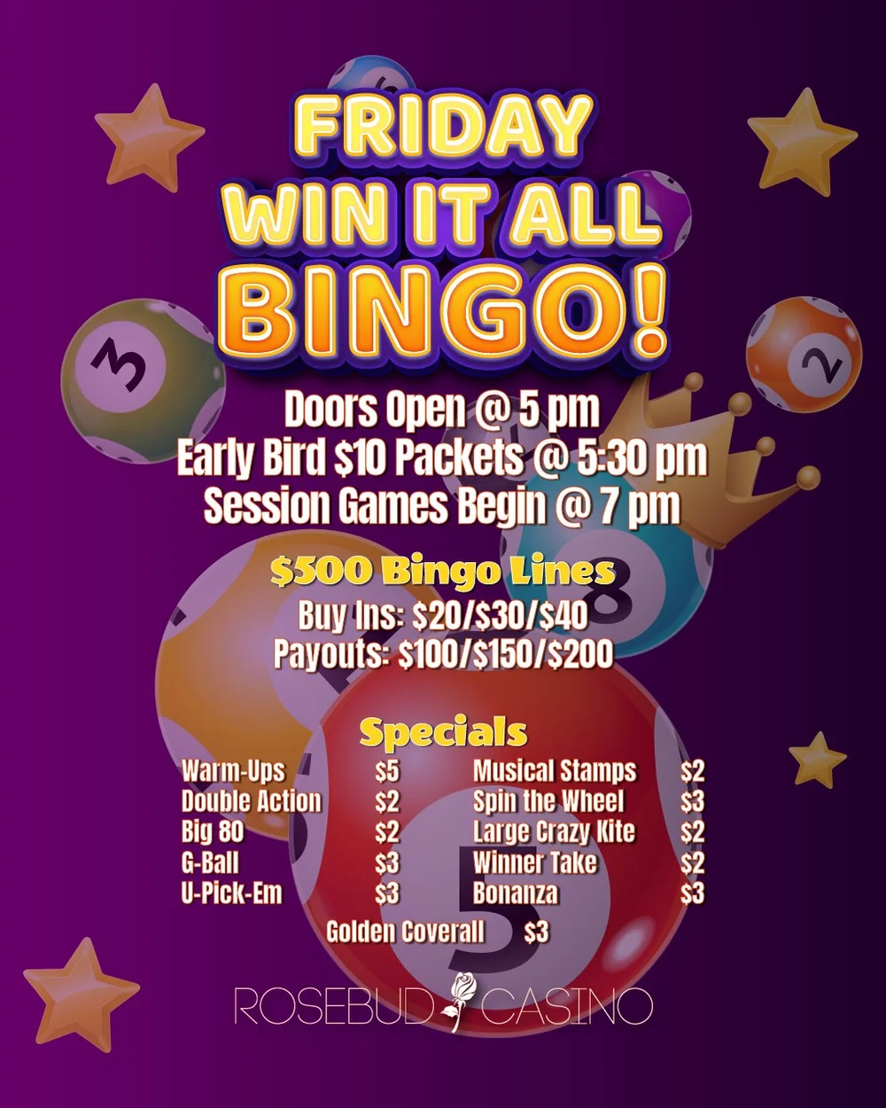 Friday Win it All Bingo — Rosebud Casino