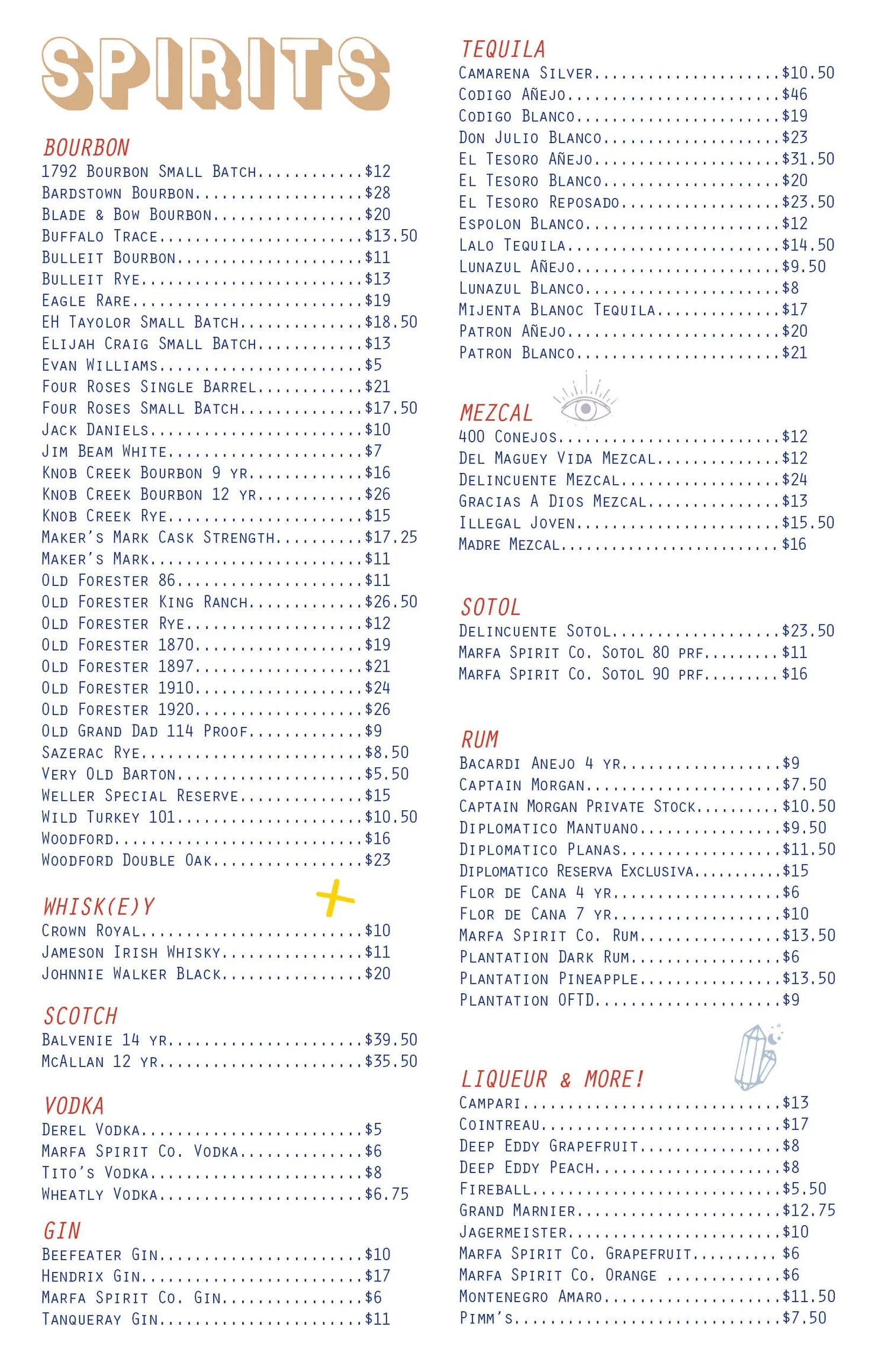 Menu — Gypsy Sally's