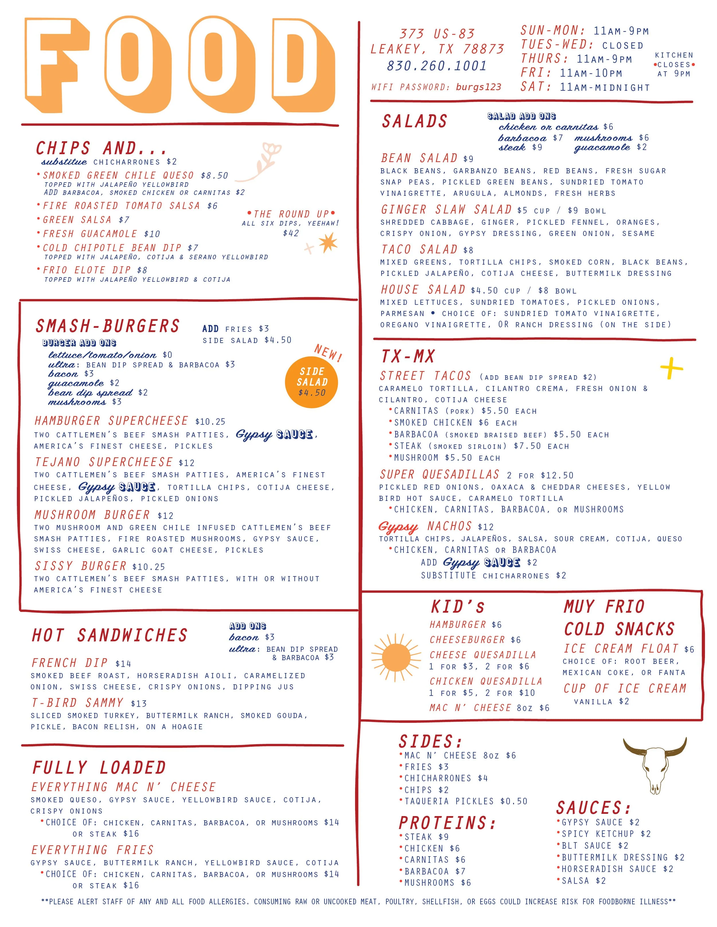 Menu — Gypsy Sally's