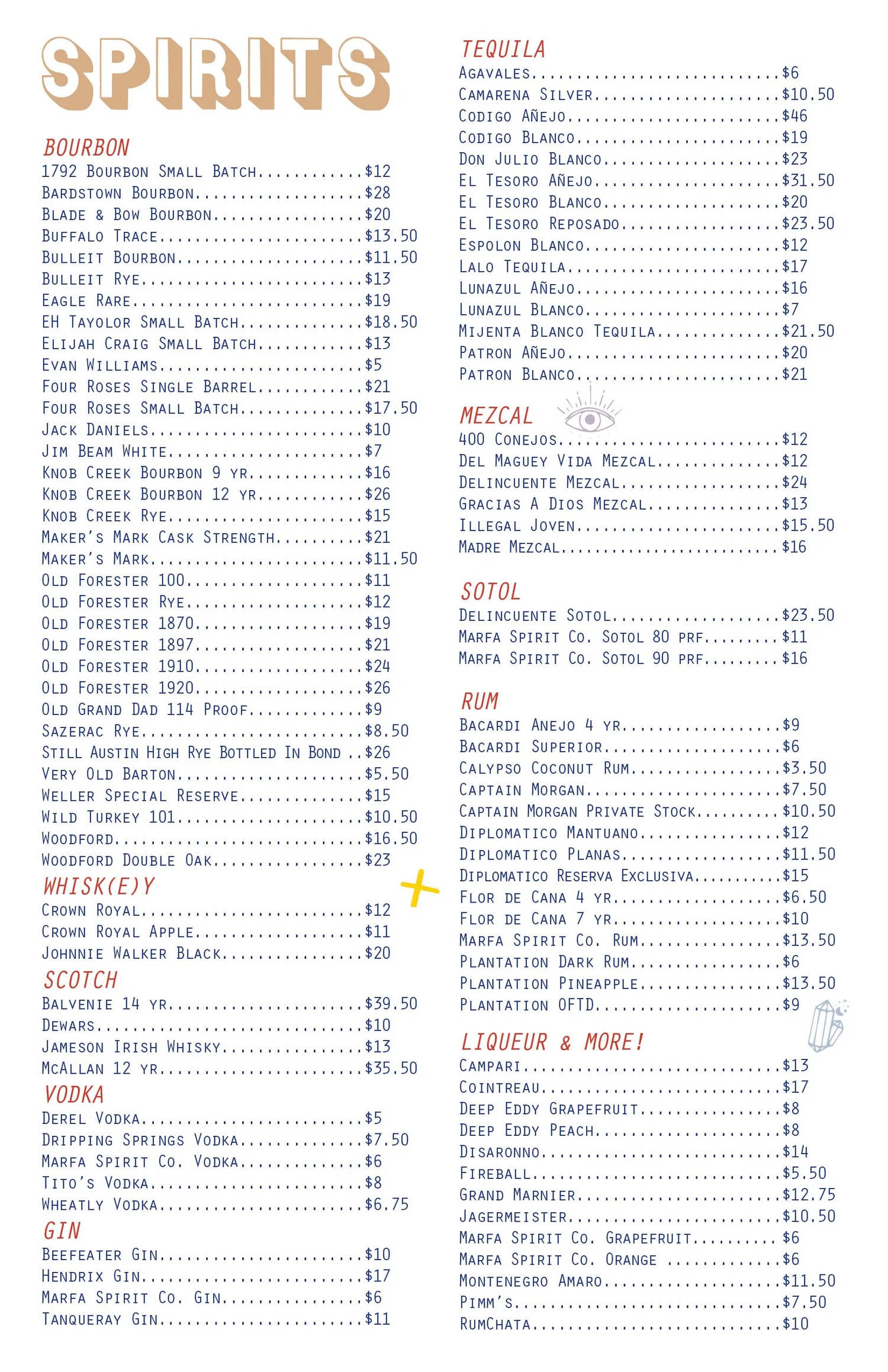 Menu — Gypsy Sally's