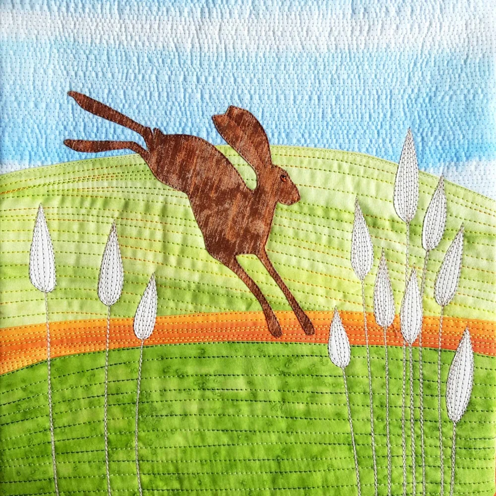 moon gazing hare — Deborah O'Hare Textile Artist