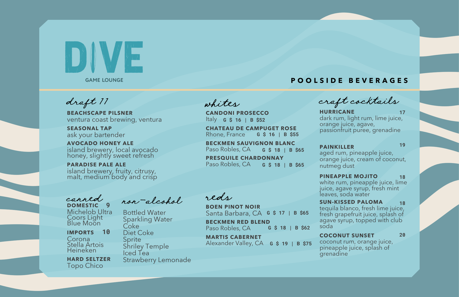 DIVE Game Lounge — Zachari Dunes on Mandalay Beach