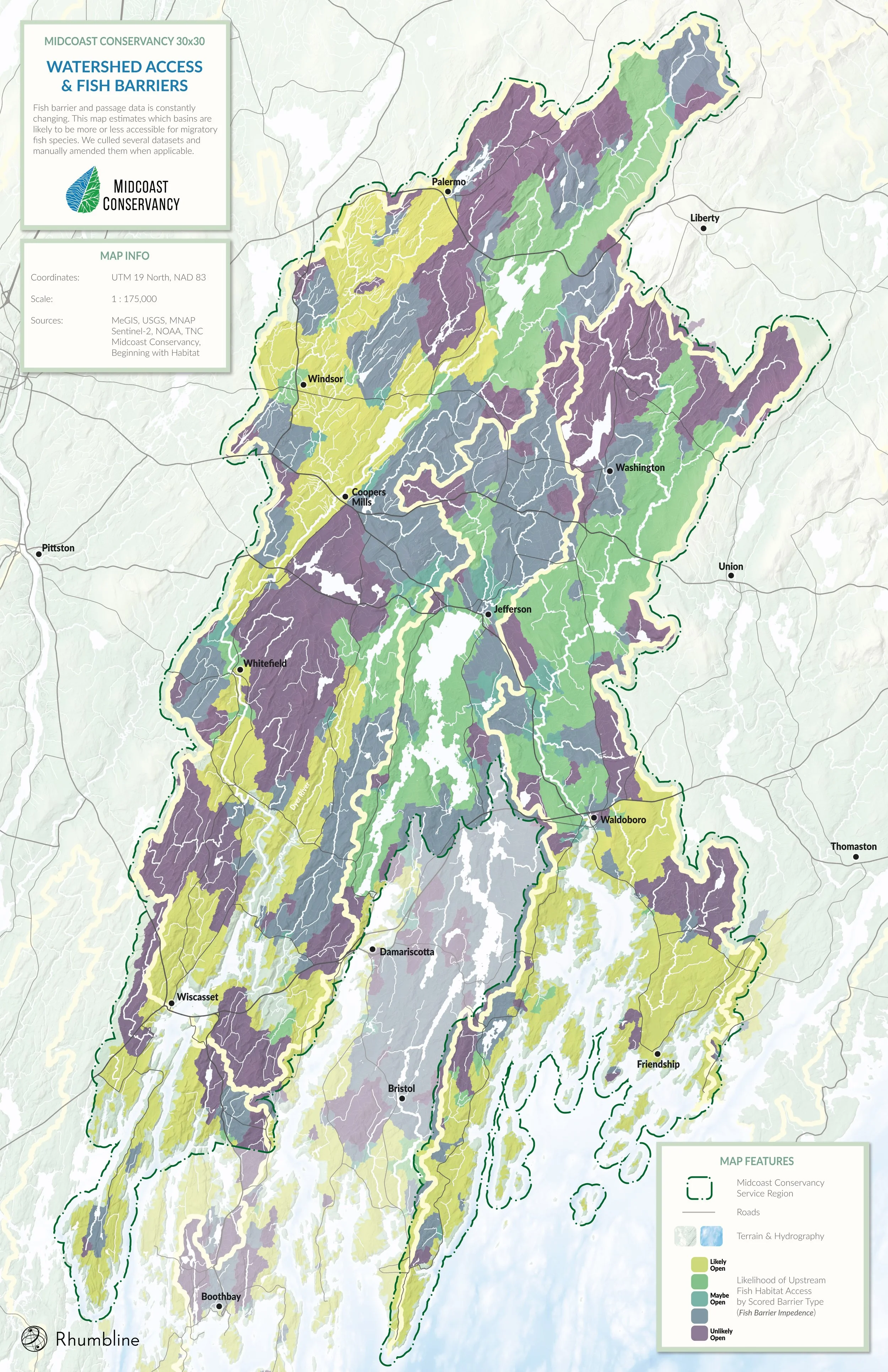 Map 5: Watershed Access & Fish BArriers — Midcoast Conservancy