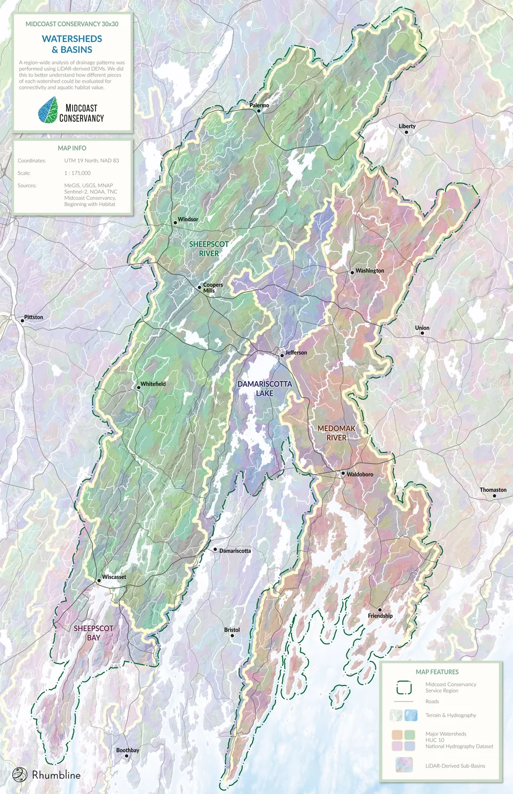 Map 2: Watersheds & Basins — Midcoast Conservancy