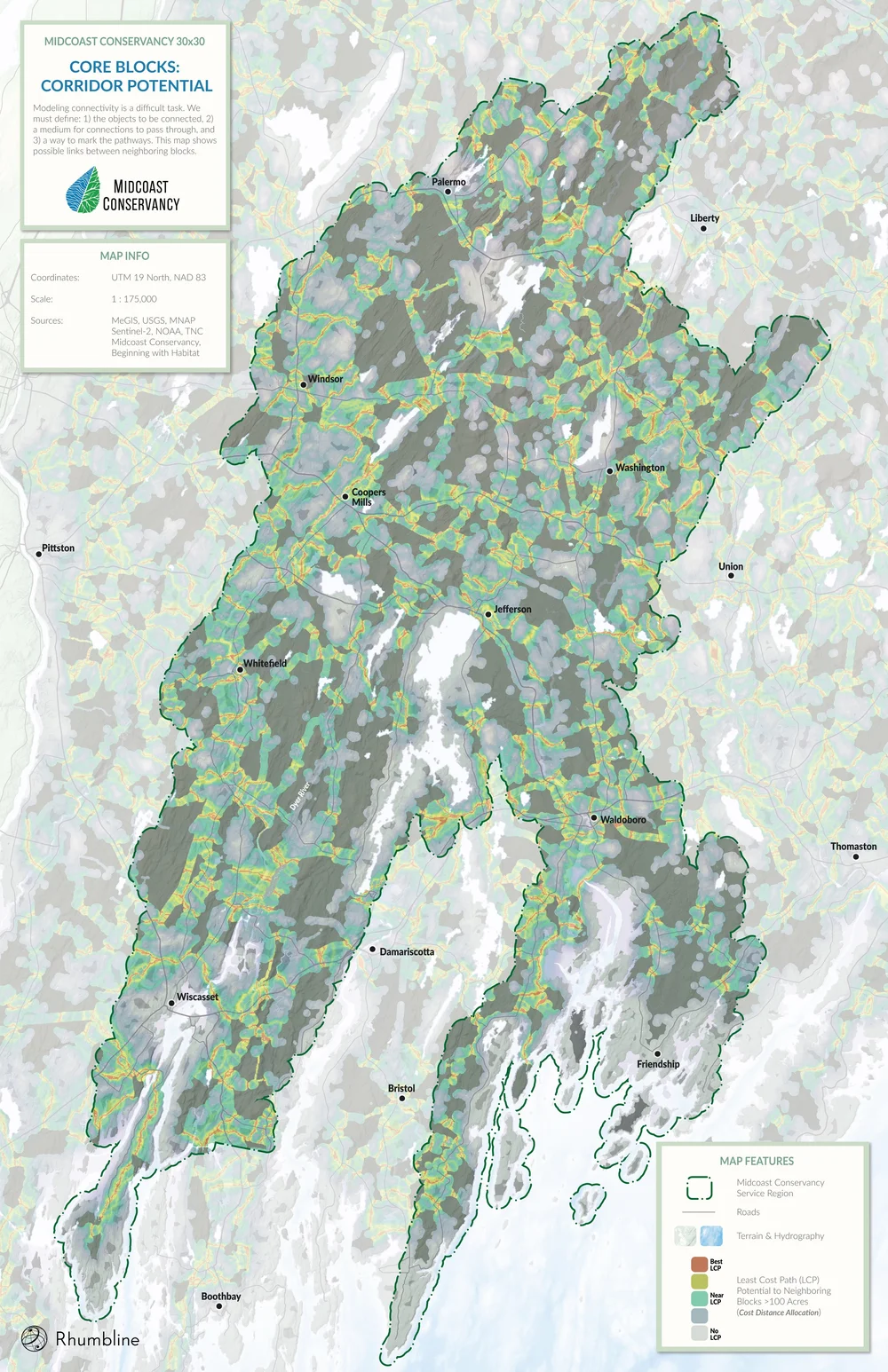 Map 8: Core Blocks - Corridor Potential — Midcoast Conservancy