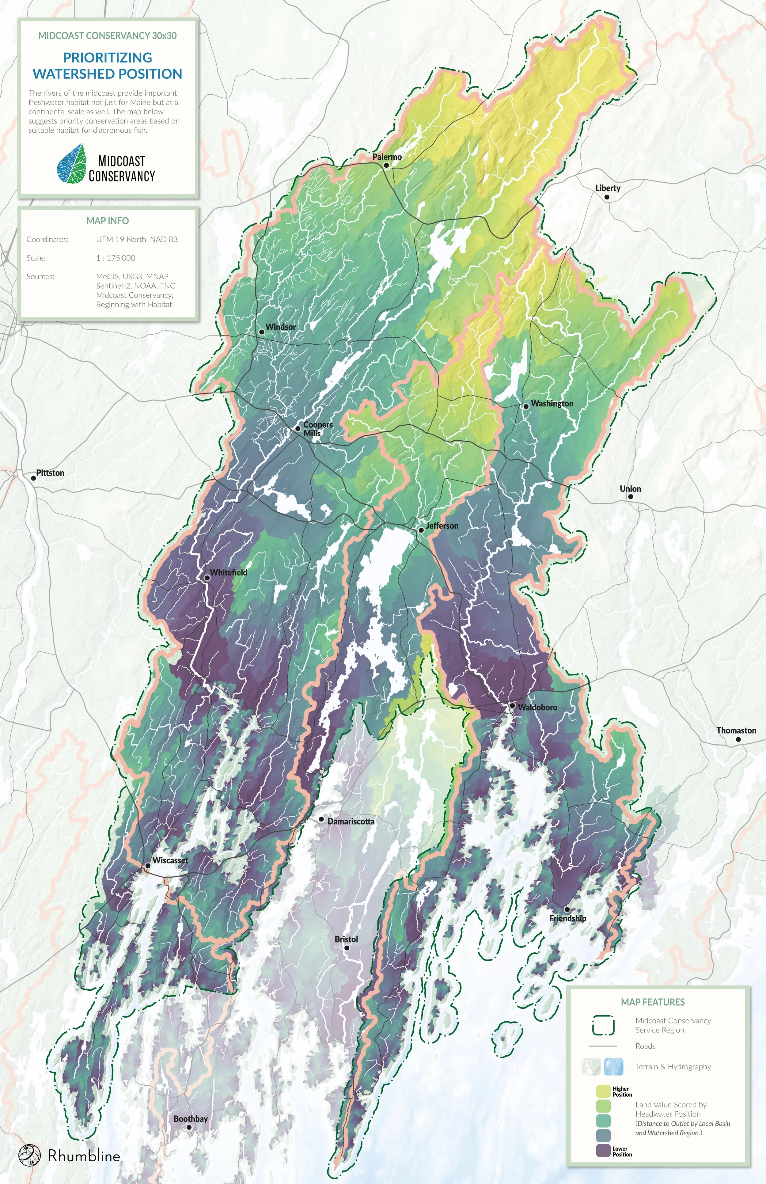 Map 3: Watershed Position — Midcoast Conservancy