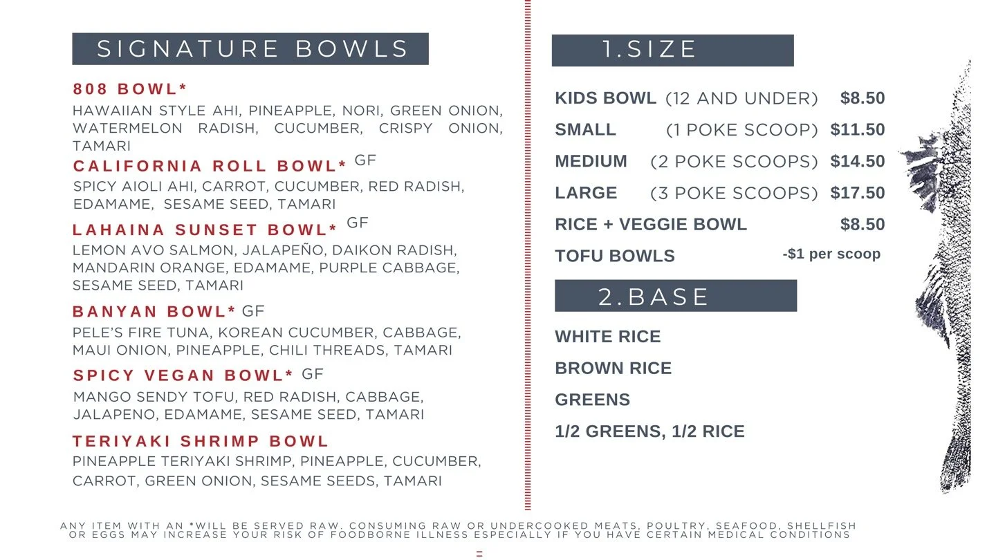 Menu 1 — Mauka Poke Bar