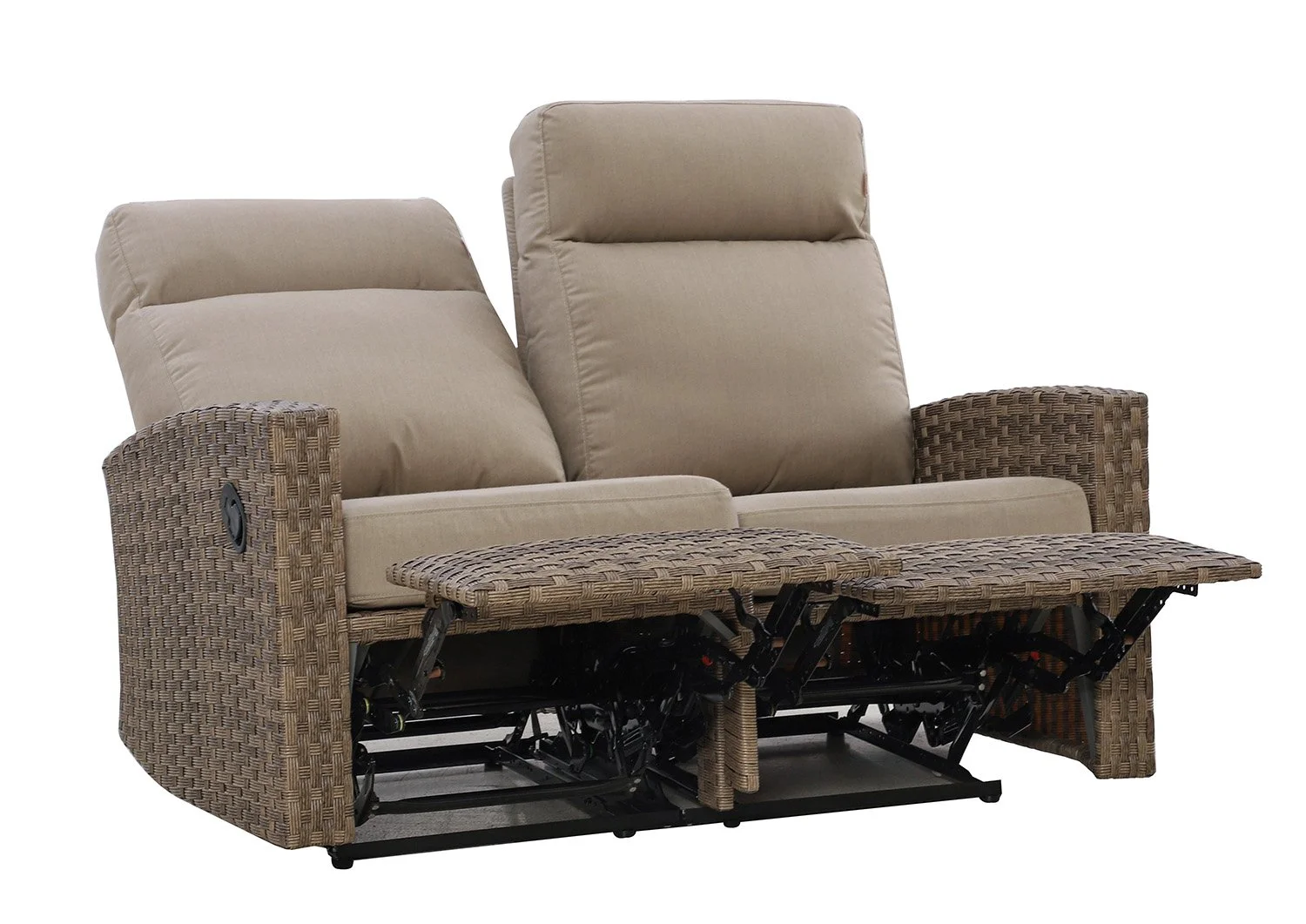 Newport Outdoor Wicker Reclining Loveseat Sofa in Sunbrella® Spectrum ...