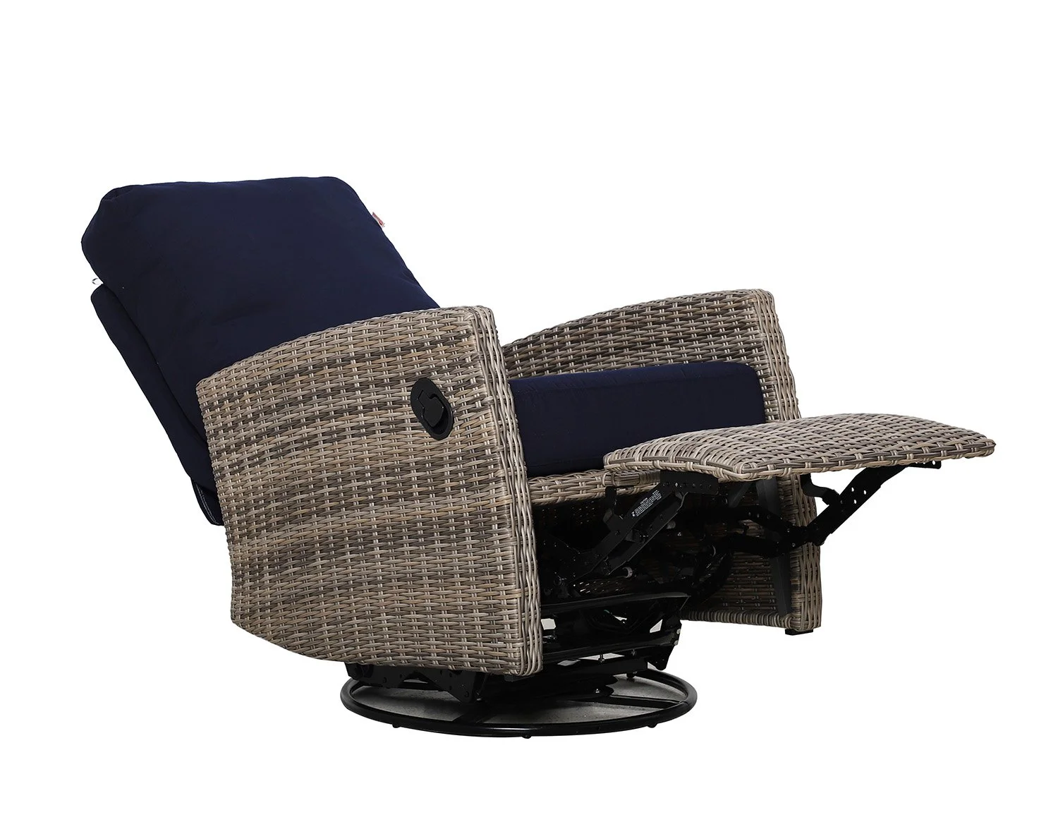 Keywest Wicker Outdoor Swivel Glider Recliner in Sunbrella® Canvas Navy ...