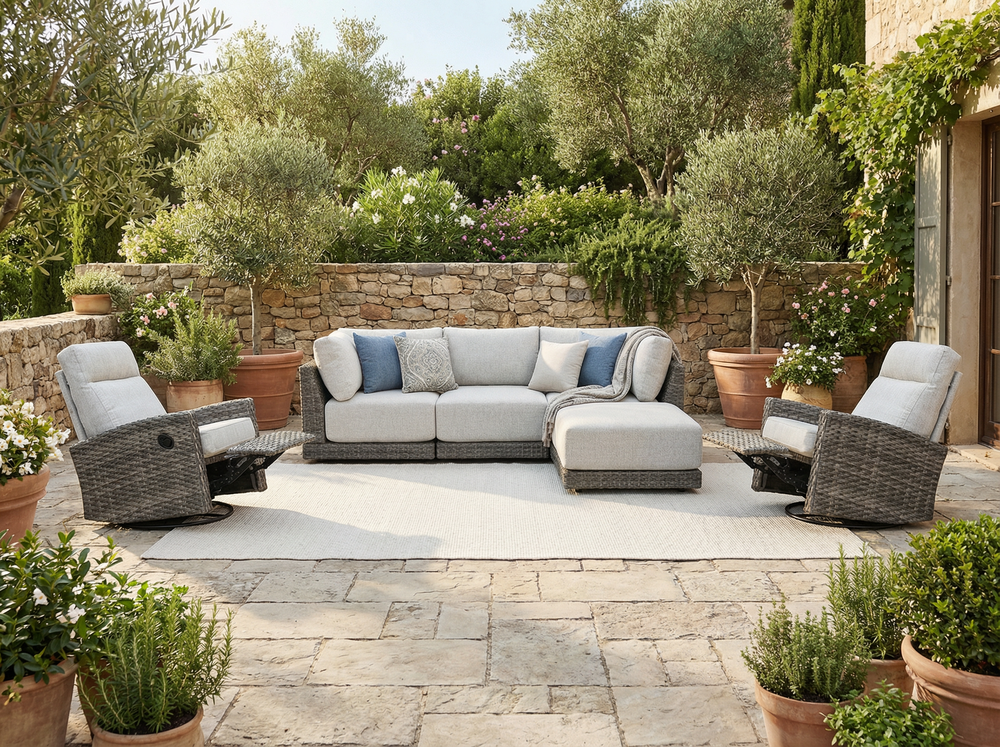 Malibu 6-piece Patio Wicker Modular Sectional Sofa Set with Swivel ...