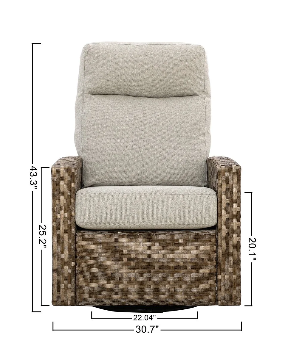 Newport Wicker Outdoor Swivel Glider Recliner | Patio Lounge Chair ...