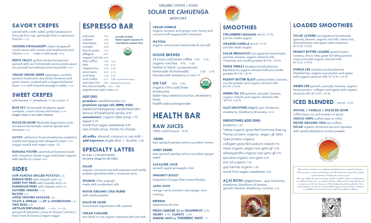 Menu — Solar de Cahuenga