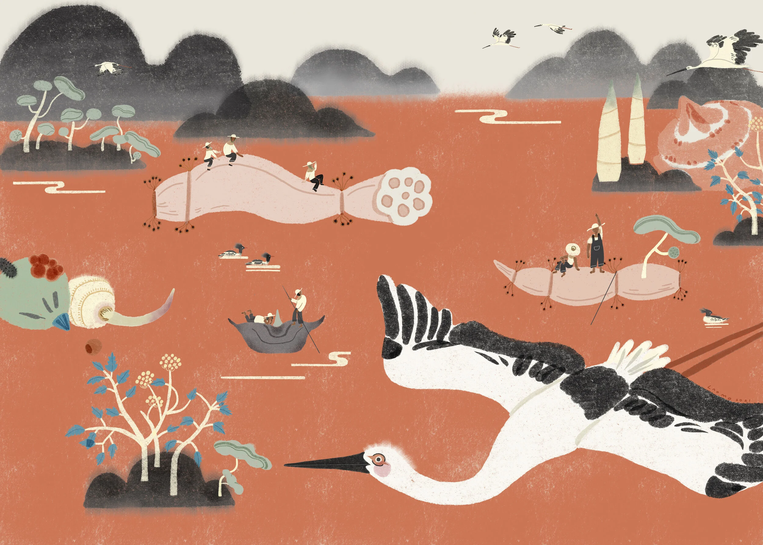 Lao Mo — Caper Illustration