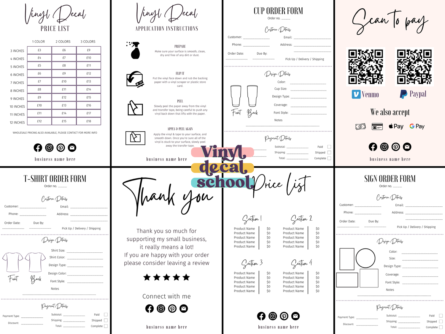 Editable Iron On Vinyl Shirts Pricing List — Vinyl Decal School