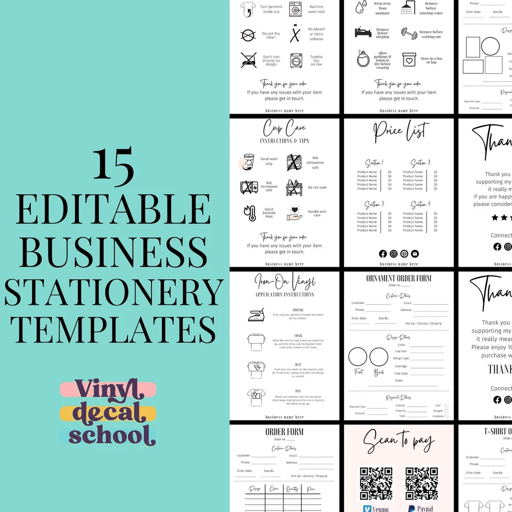 Washing Instructions Printable Card With Illustrations — Vinyl Decal School