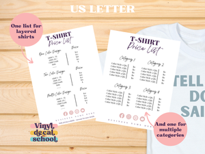 Editable Vinyl Pricing List — Vinyl Decal School