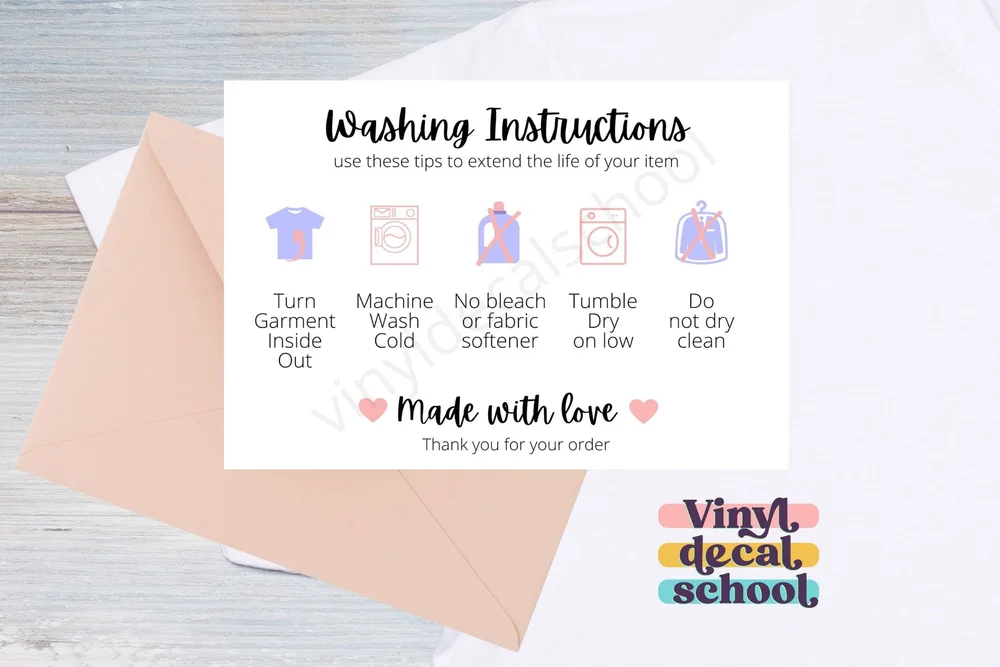 Printable & Editable Vinyl Cup Care Instructions and Thank You Card ...
