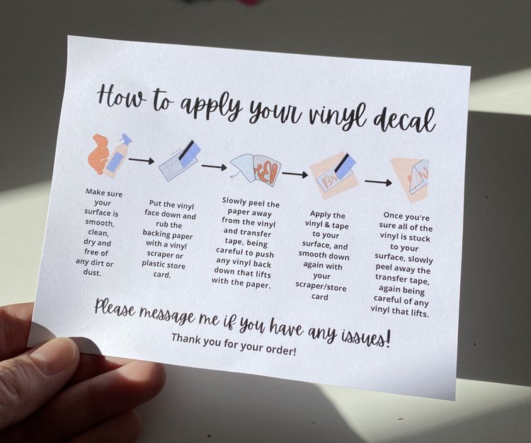 Printable Decal Instructions For Adhesive Vinyl With Illustrations ...