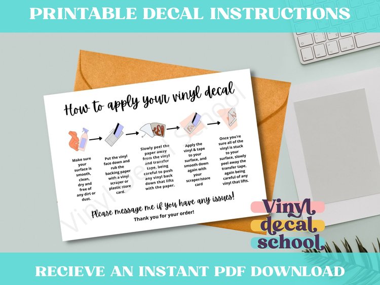 Printable & Editable Vinyl Instructions and Thank You Card — Vinyl ...