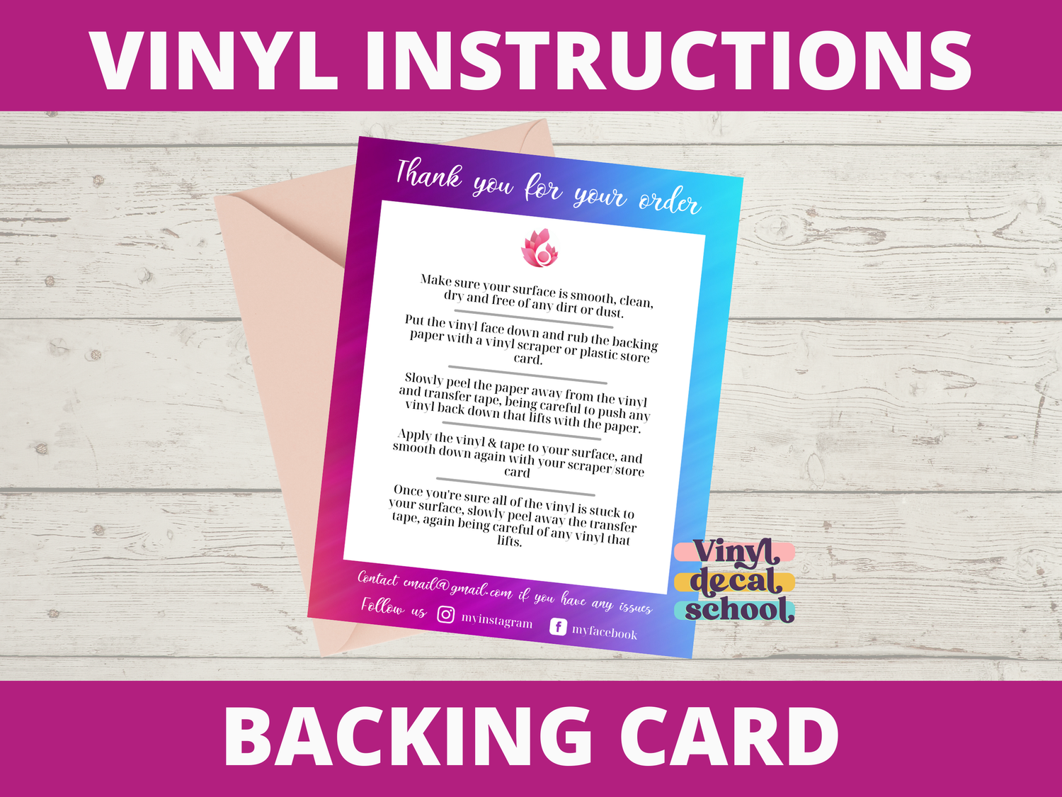 Printable & Editable Boho Style Vinyl Instructions Card — Vinyl Decal ...